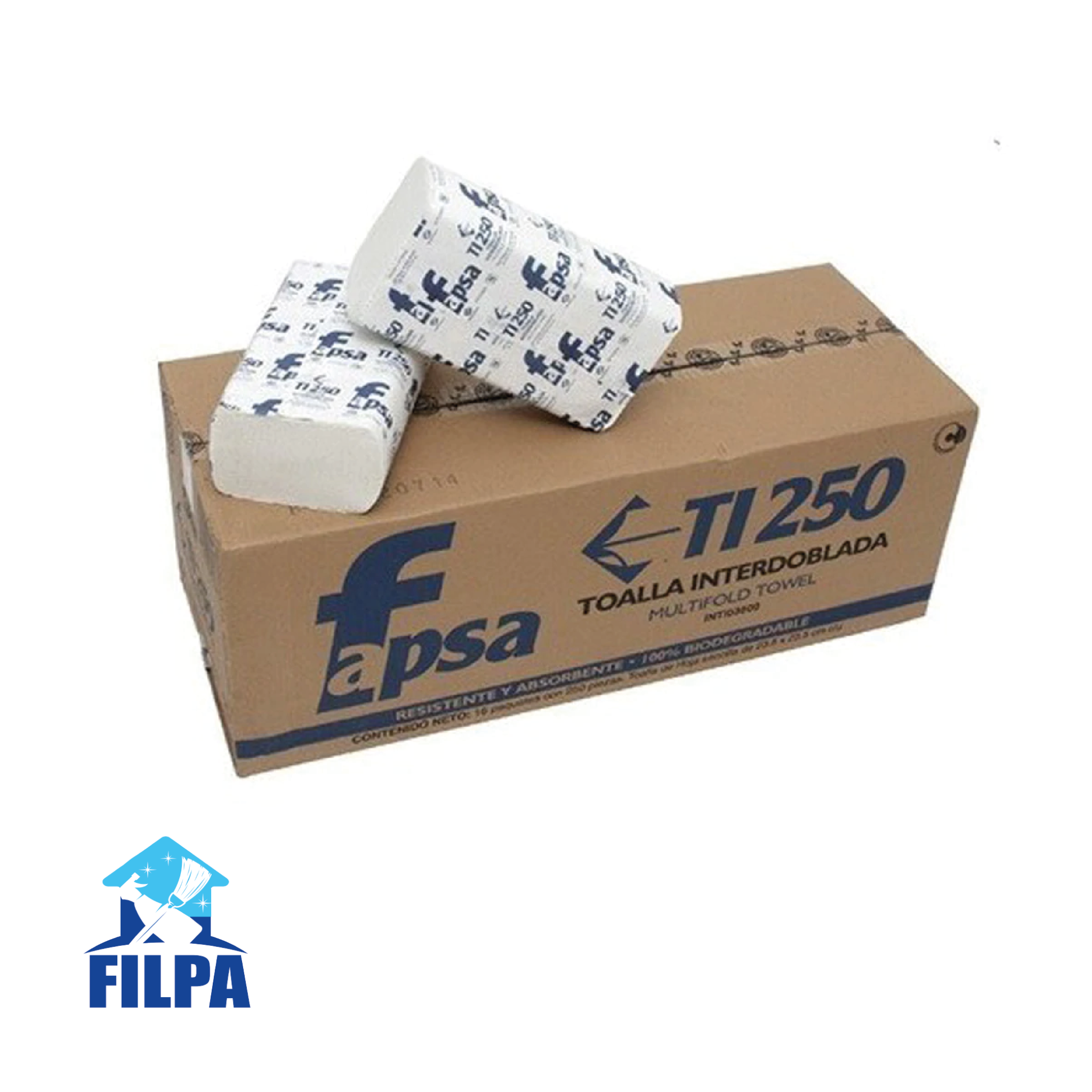 Toalla interdoblada FAPSA TI250, (CAJA con 16 rollos) – Filpa México